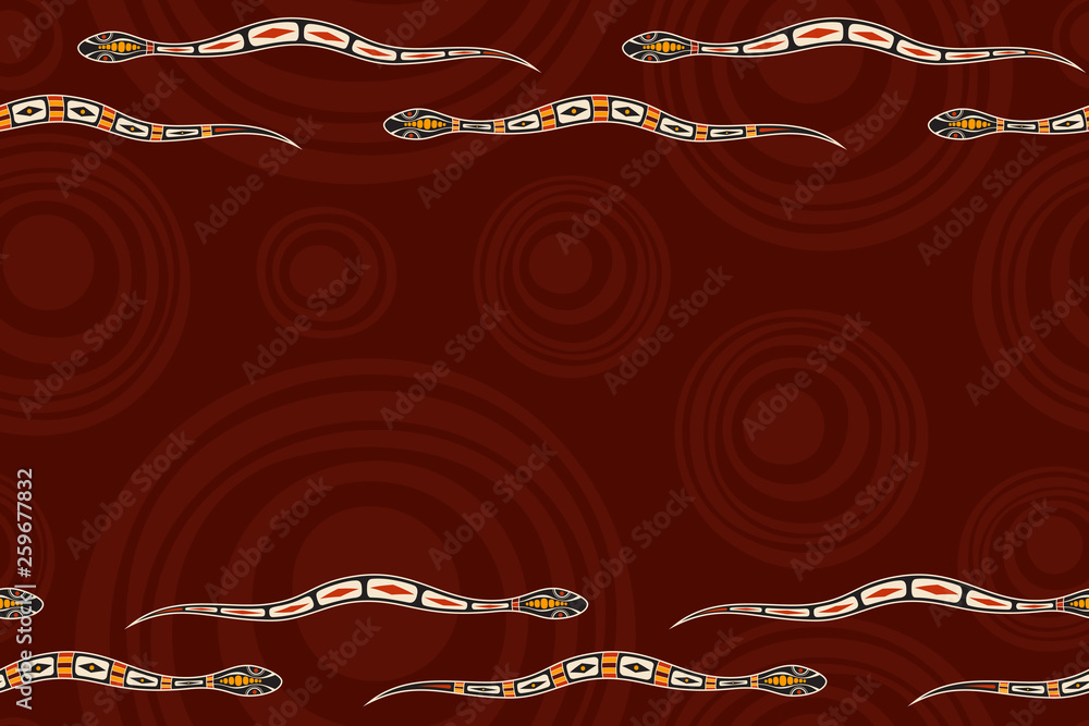Seamless horizontal border pattern with snakes and smooth round shapes ...