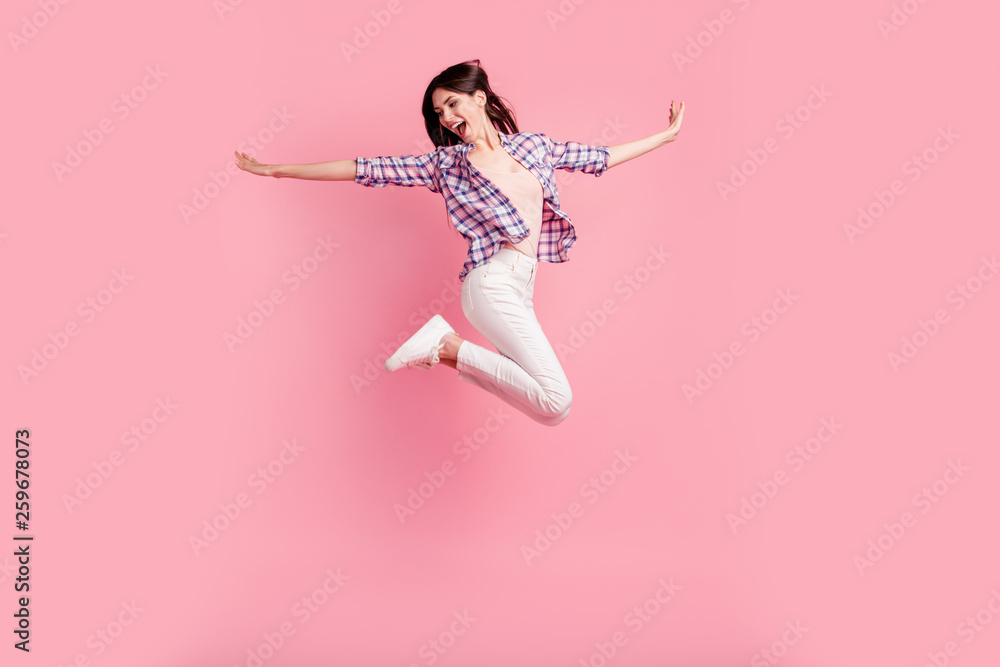 Full length side profile body size photo yell amazing beautiful her she ...