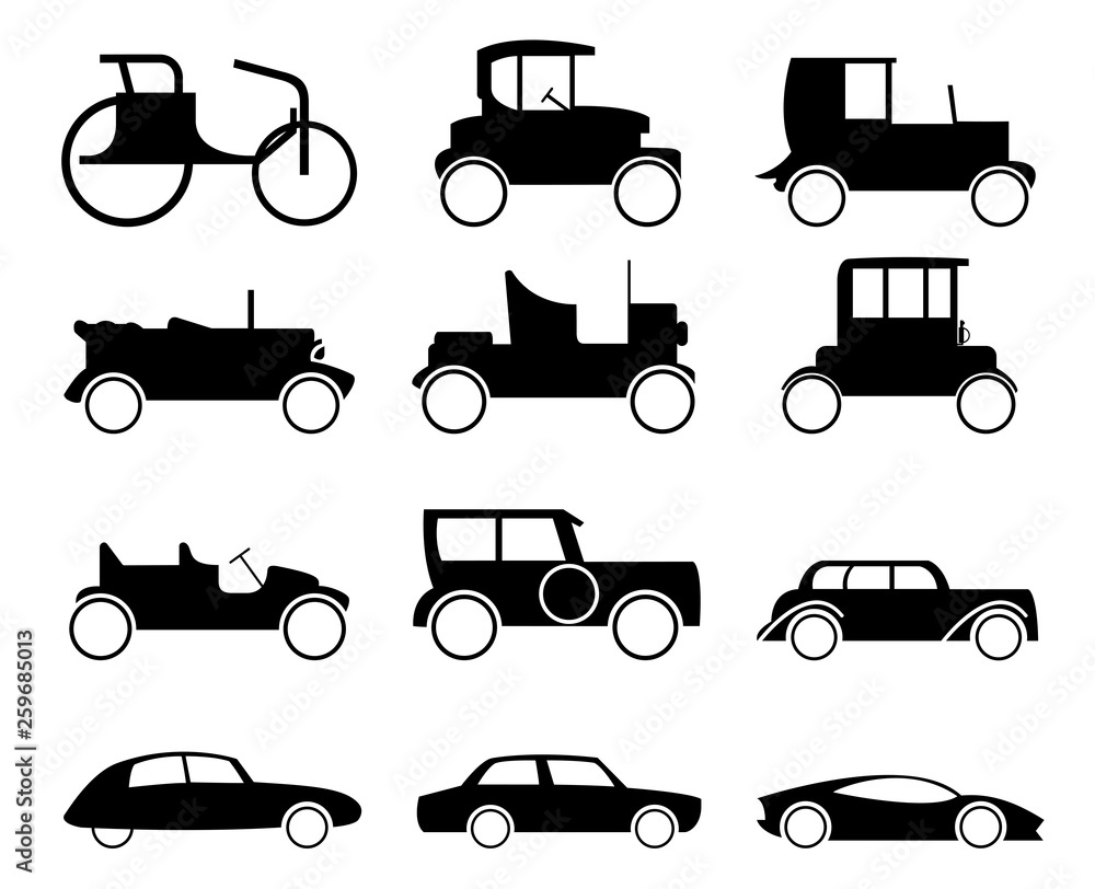 Evolution of Car Stock Vector | Adobe Stock