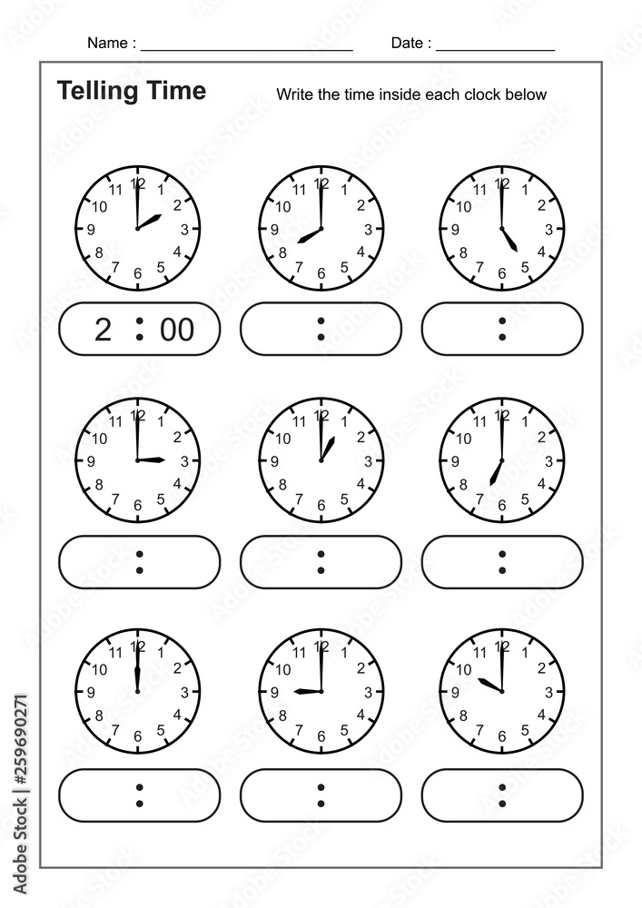 Telling Time Telling The Time Practice For Children Time Worksheets For telling-time-telling-the-time-practice-for-children-time-worksheets-for