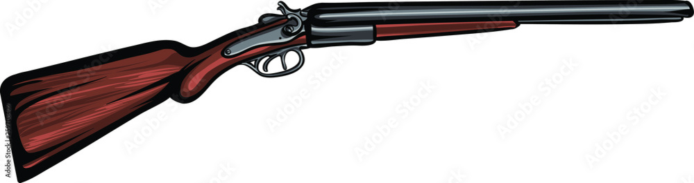 Vecteur Stock Old cowboy shotgun. Cartoon wild west rifle vector ...