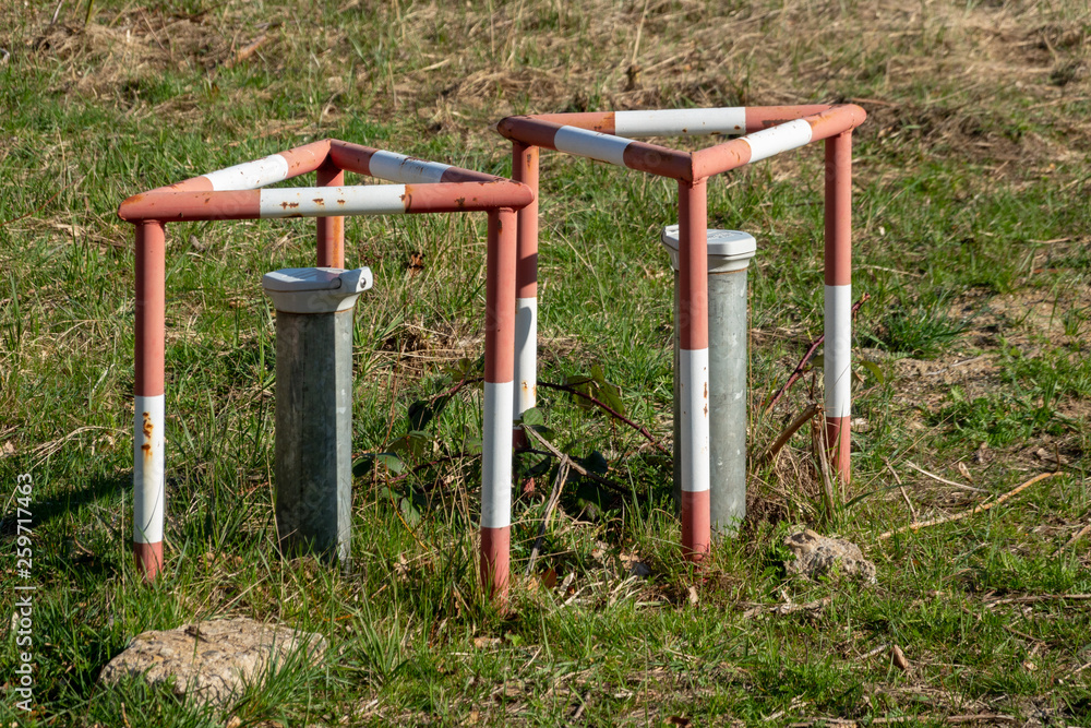 Groundwater measuring points with steel protection tube, end cap with ...