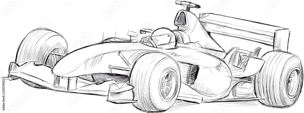 formula 1 vector drawing Stock Vector | Adobe Stock