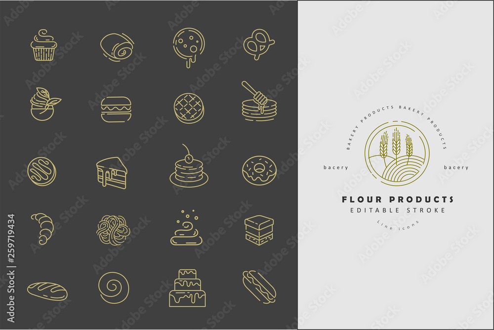 Vector icon and logo for natural flour product and bacery. Editable ...
