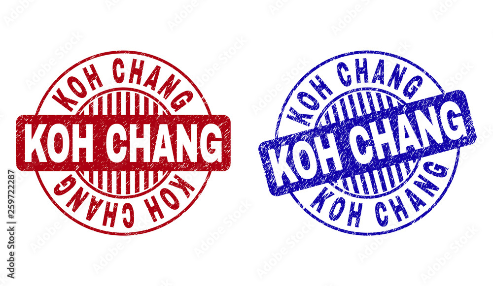 Grunge KOH CHANG round stamp seals isolated on a white background ...