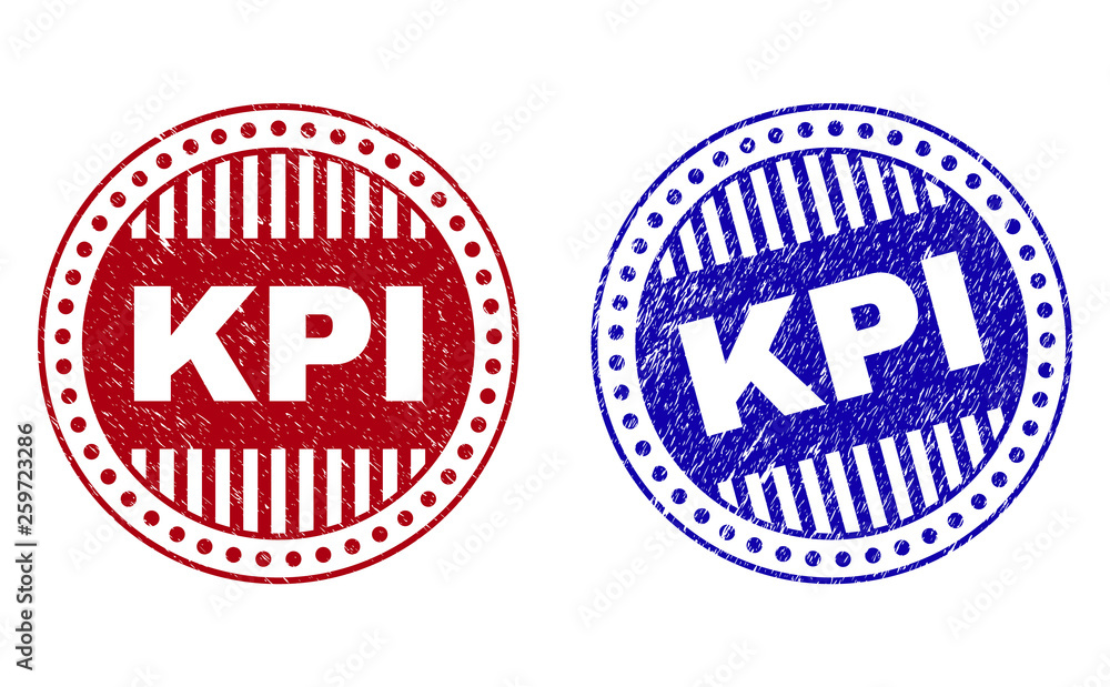 Grunge KPI round stamp seals isolated on a white background. Round ...