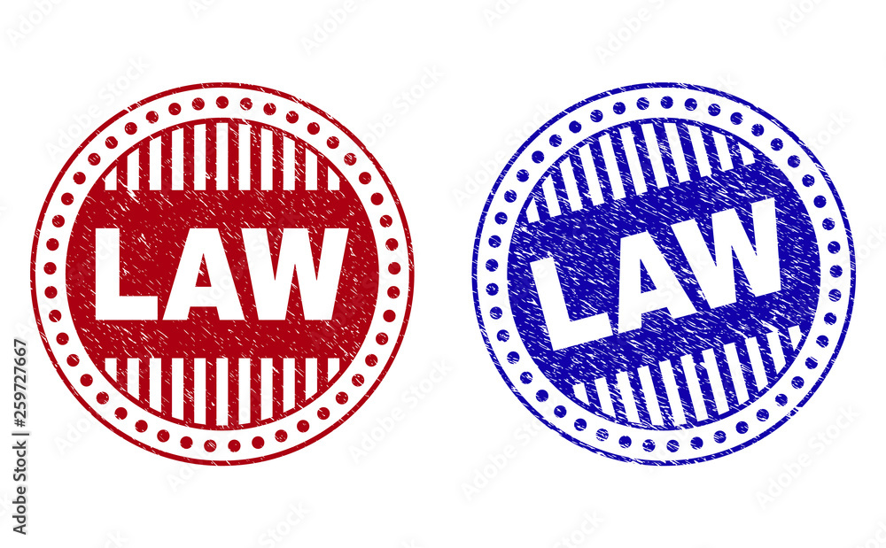 Grunge LAW round stamp seals isolated on a white background. Round ...