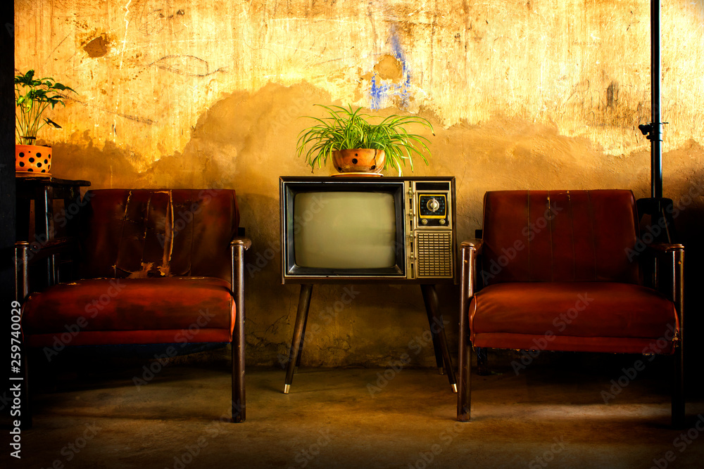 Vintage television, Antique TV, Retro technology, Old TV and old red ...