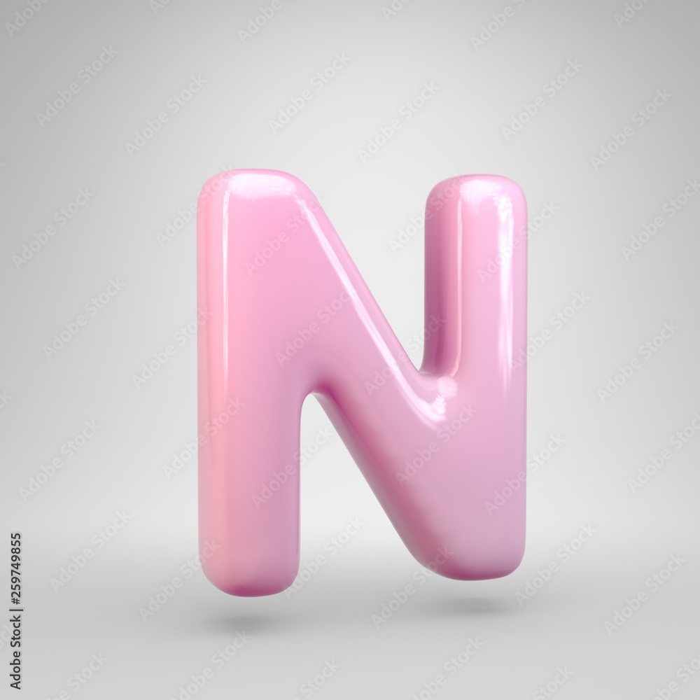 Photo & Art Print Bubble Gum pink letter N uppercase isolated on white ...