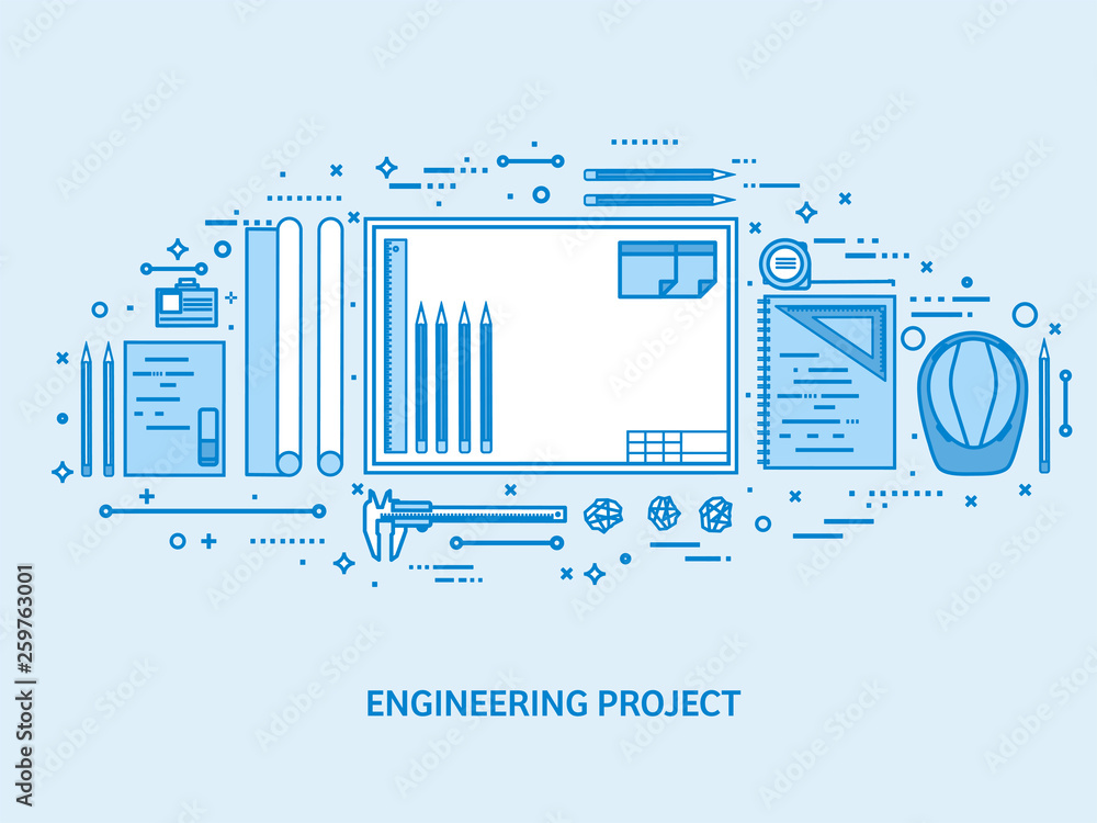 Engineering and architecture. Drawing construction. Architectural ...