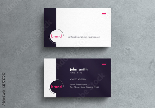 Dark Purple Corporate Business Card Layout Stock Template | Adobe Stock