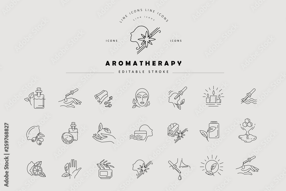 Vector icon and logo for aromatherapy. Editable outline stroke size ...