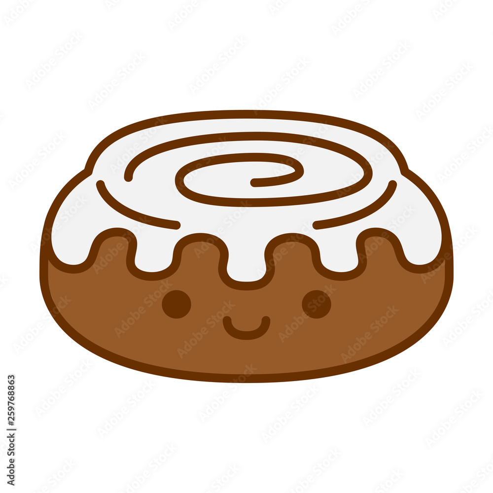 Cartoon Cute Cinnamon Roll Spread Isolated On White Background Stock ...