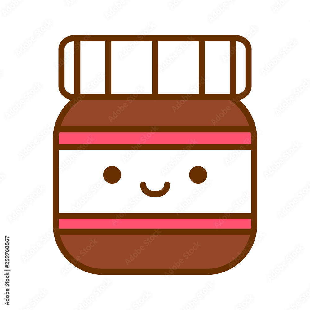 Cartoon Cute Chocolate Spread Isolated On White Background Stock ...