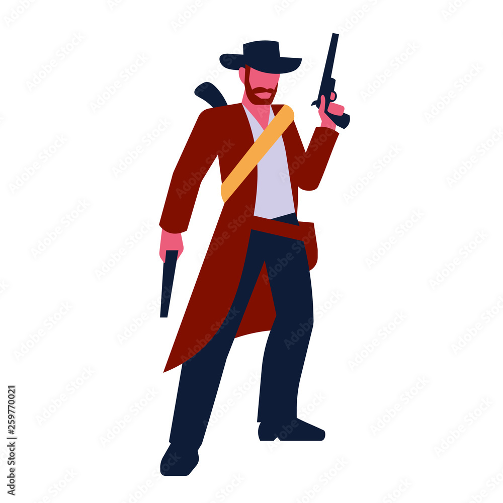 Cartoon Cowboy Video Game Character Isolated Stock Illustration | Adobe ...