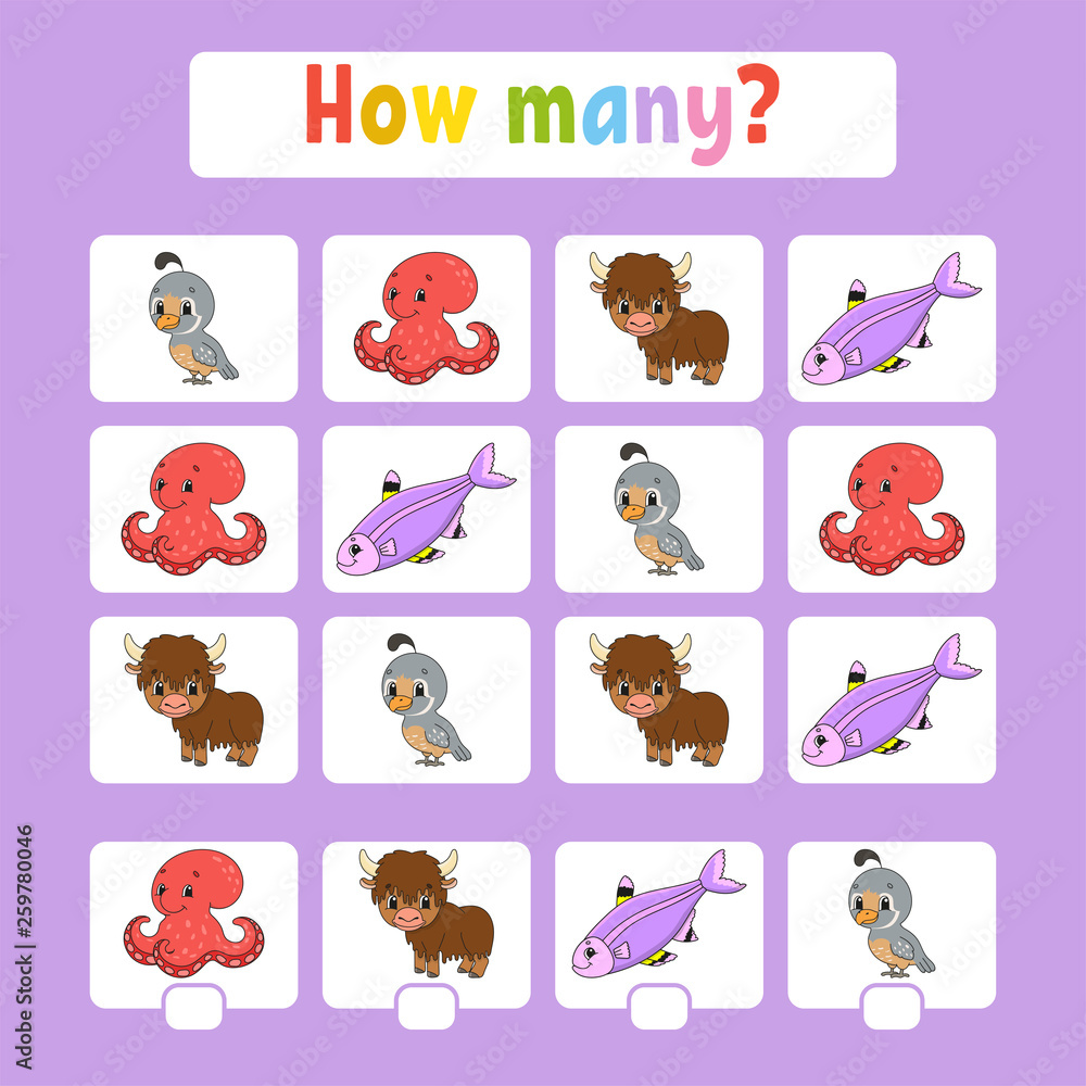 Counting game for children of preschool age. Learning mathematics. How ...