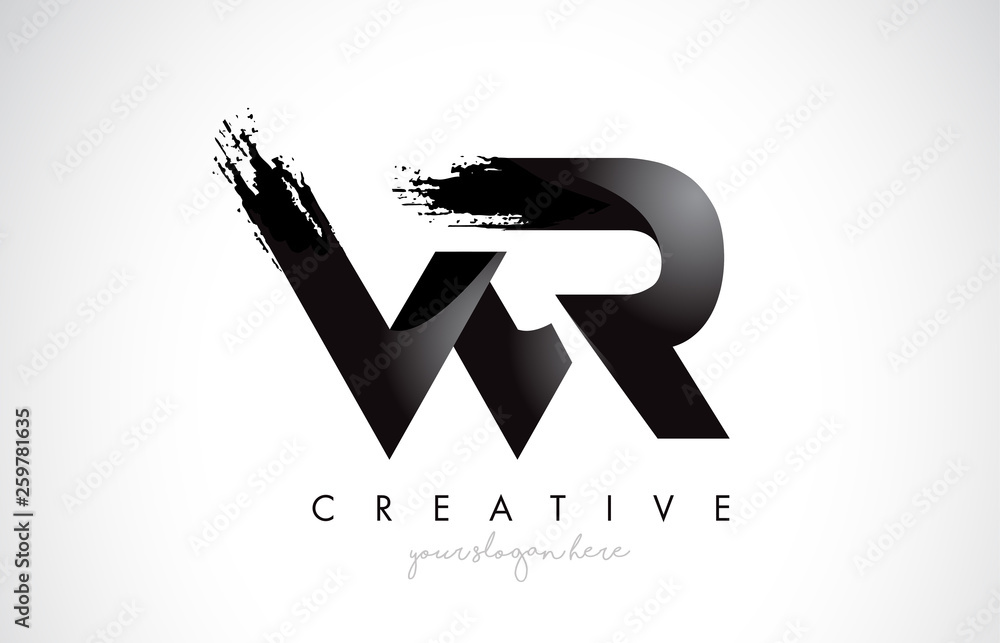 WR Letter Design with Brush Stroke and Modern 3D Look. Stock Vector ...