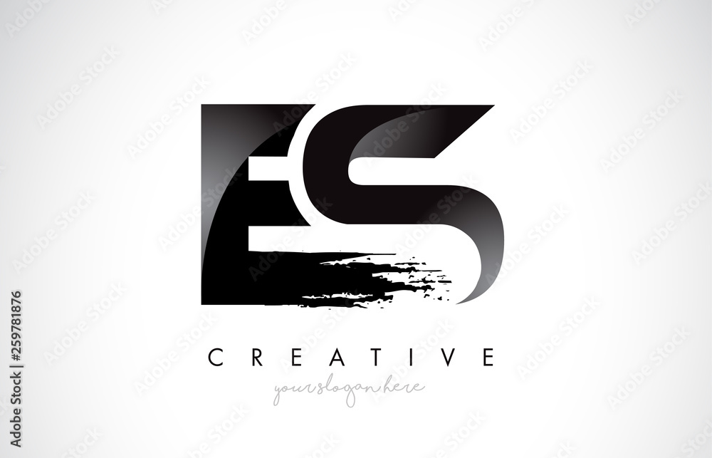 ES E S Letter Design with Brush Stroke and Modern 3D Look. Stock Vector ...