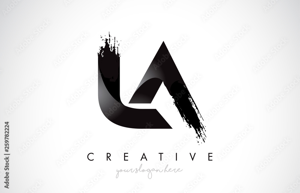 LA Letter Design with Brush Stroke and Modern 3D Look. Stock Vector ...
