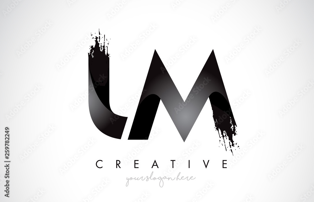 LM Letter Design with Brush Stroke and Modern 3D Look. Stock Vector ...