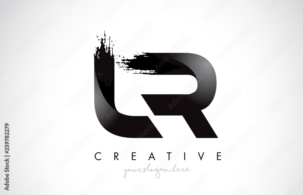 LR Letter Design with Brush Stroke and Modern 3D Look. Stock Vector ...