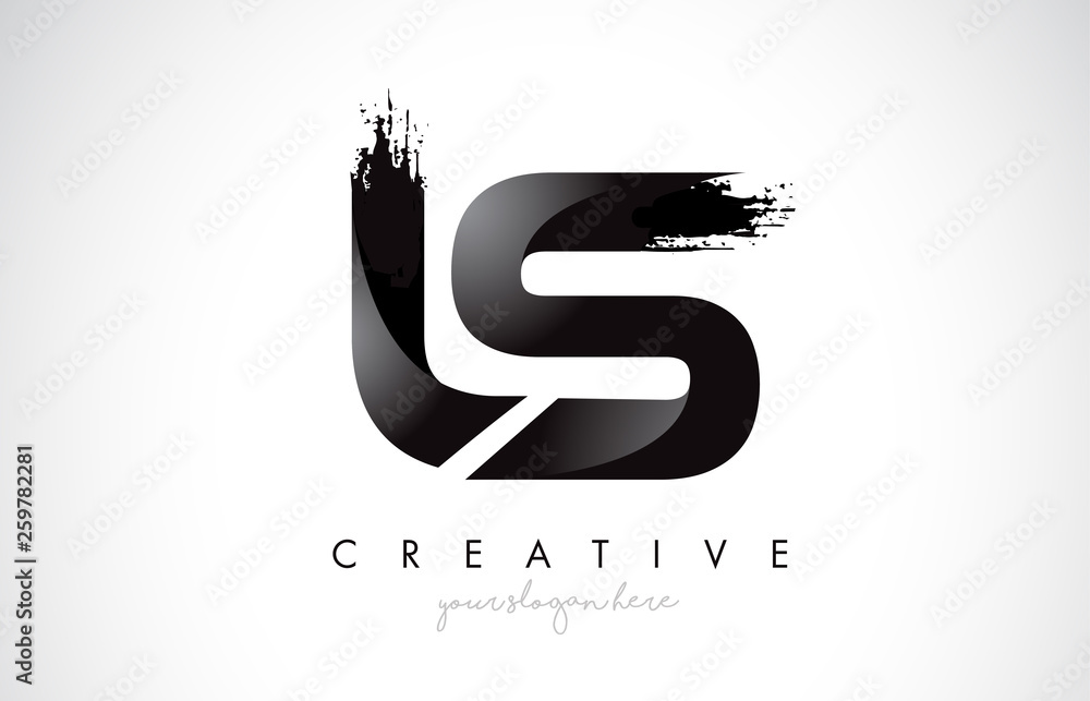 LS Letter Design with Brush Stroke and Modern 3D Look. Stock Vector ...