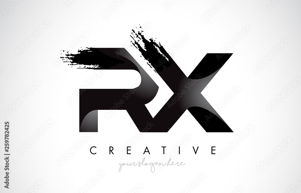 RX Letter Design with Brush Stroke and Modern 3D Look. Stock Vector ...