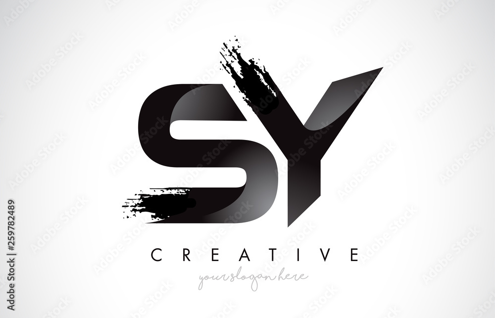 SY Letter Design with Brush Stroke and Modern 3D Look. Stock Vector ...