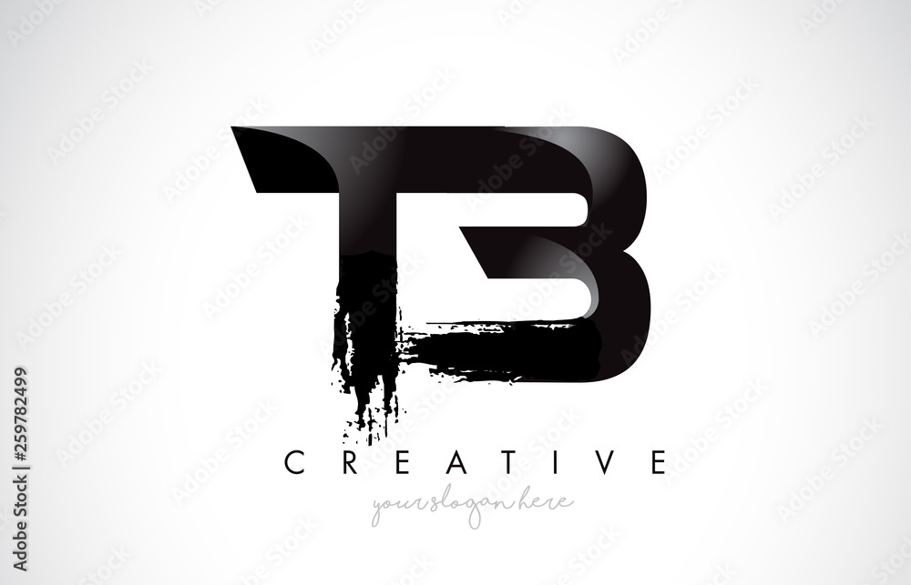 TB Letter Design with Brush Stroke and Modern 3D Look. Stock Vector ...