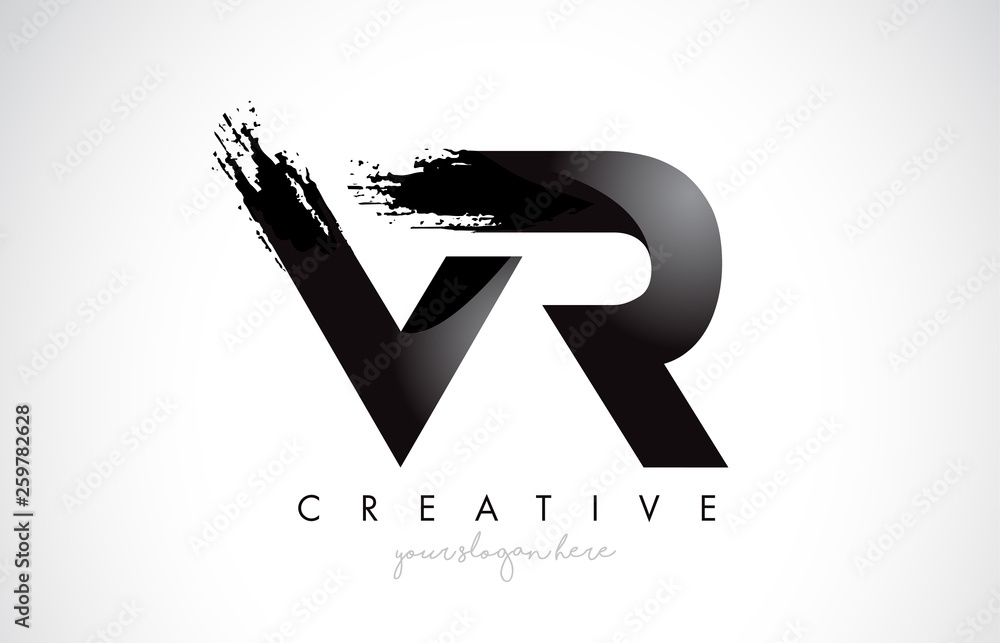 VR Letter Design with Brush Stroke and Modern 3D Look. Stock Vector ...
