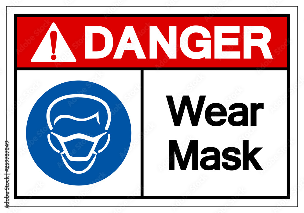 Danger Wear Mask Symbol Sign, Vector Illustration, Isolate On White ...