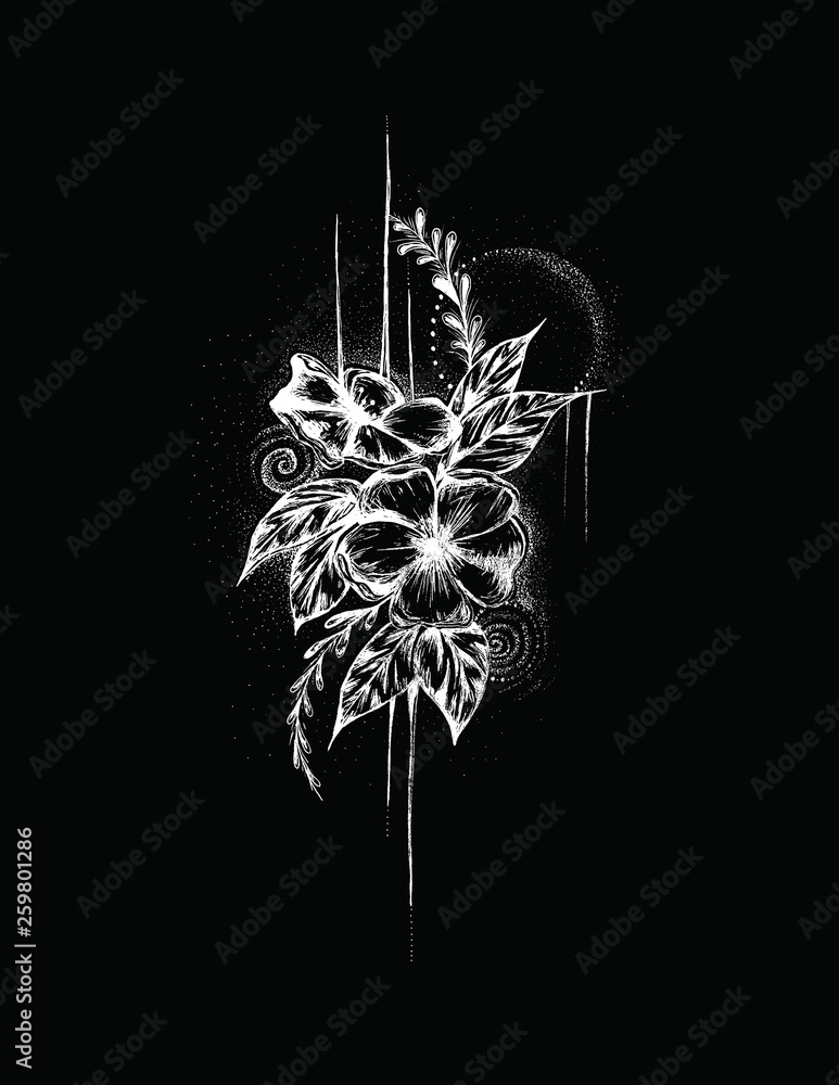Dark Art Flowers, Tattoo Design, Black and white, Flower Collage ...