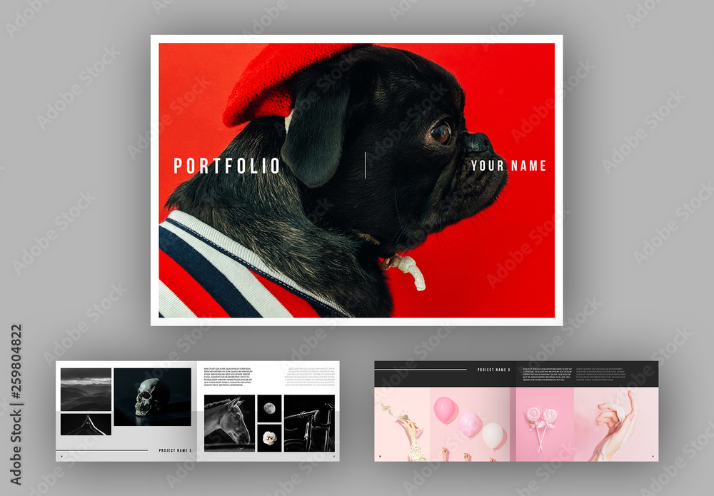 Black and Gray Portfolio Stock Template | Adobe Stock