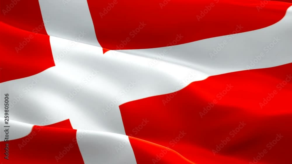 Denmark flag video waving in wind. Realistic Danish Flag background ...