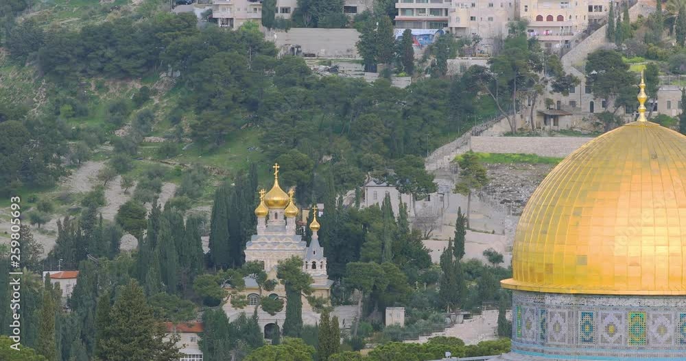 Zoom in Orthodox Church of Maria Magdalena on Mount of Olives near ...