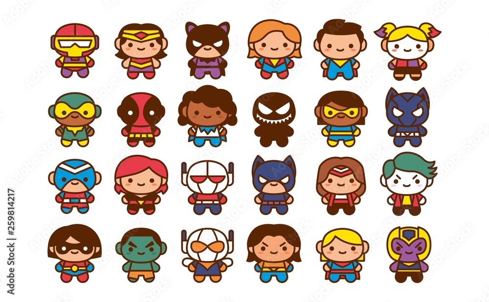 Cute Cartoon Comic Characters Isolated Stock Vector | Adobe Stock