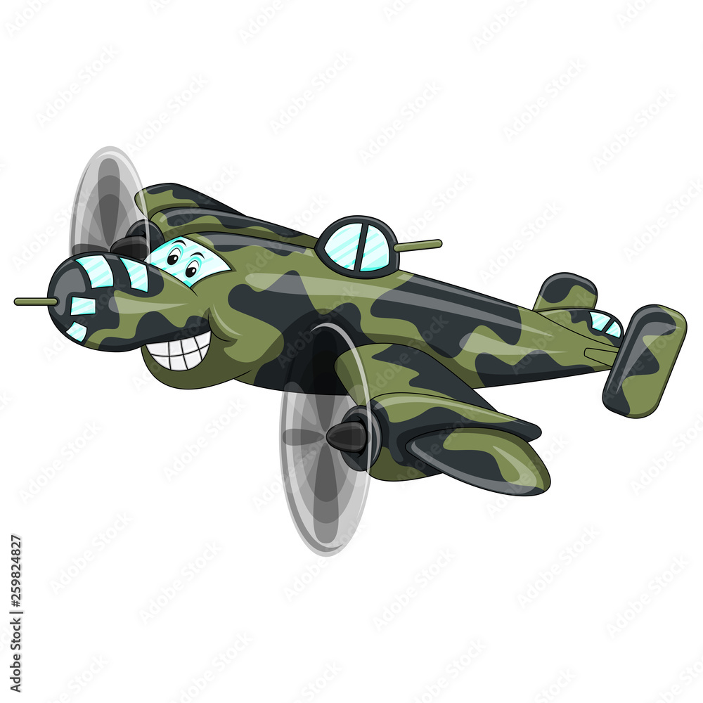 Funny Fighter jet - plane cartoon vector illustration Stock Vector ...
