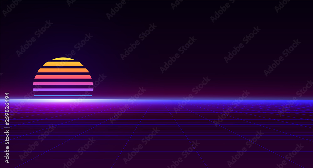 Retro neon poster future style 80s and 90s Stock Vector | Adobe Stock