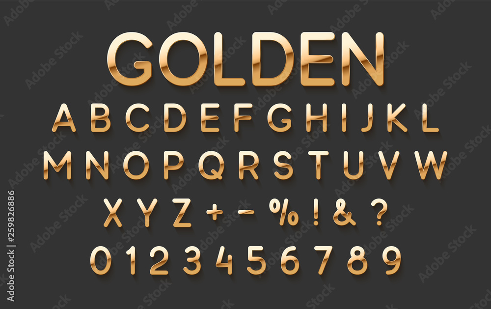 Luxury Golden font. Elegant delicate gold letters and numbers Stock ...