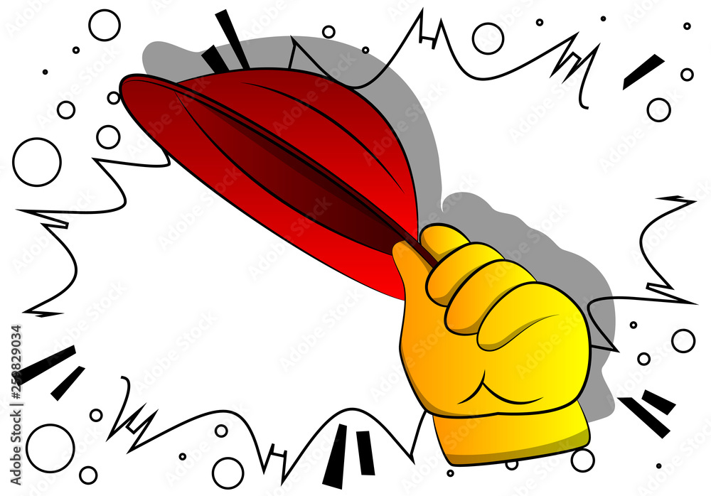 Vector cartoon hand tipping a hat. Illustrated hand on comic book ...