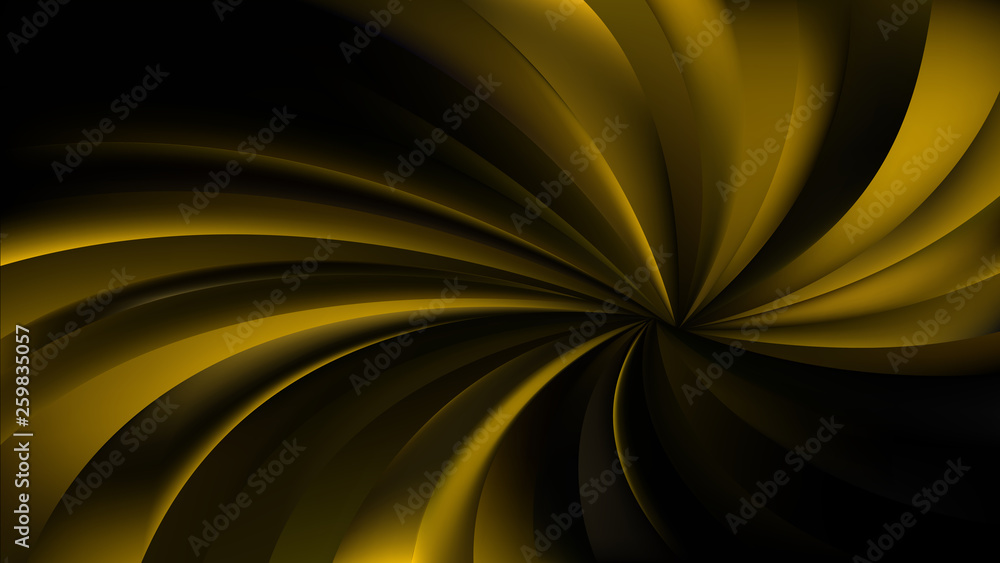 Abstract Black and Gold Spiral Rays Background Vector Illustration ...