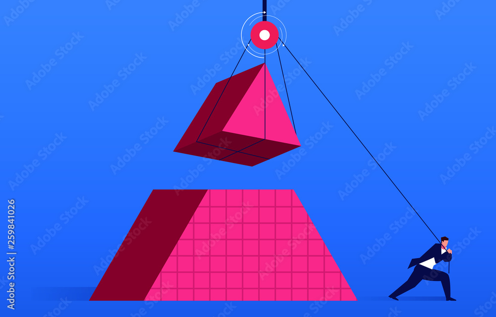Finished, the merchant completes the pyramid puzzle with a fixed pulley ...