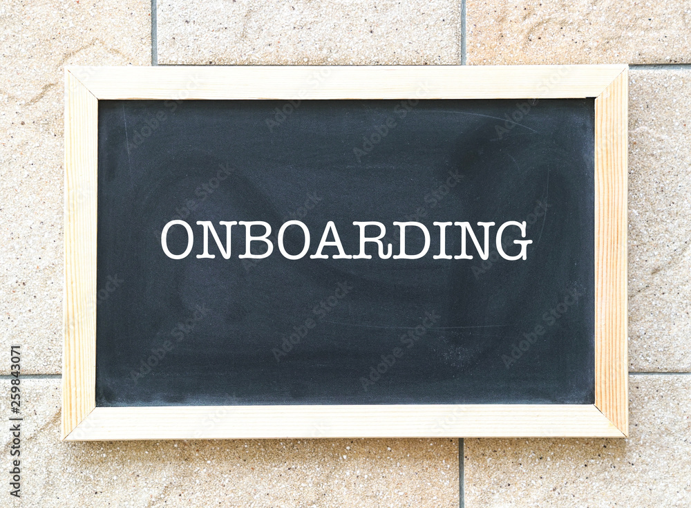 Onboarding, words printed on a blackboard Stock Photo | Adobe Stock