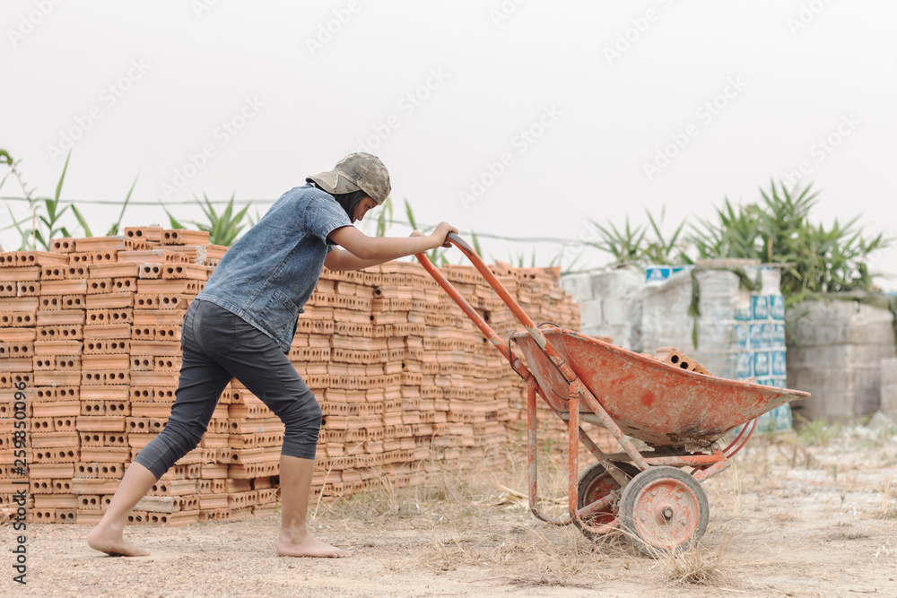 Children working in a brick factory. world day against child labour ...