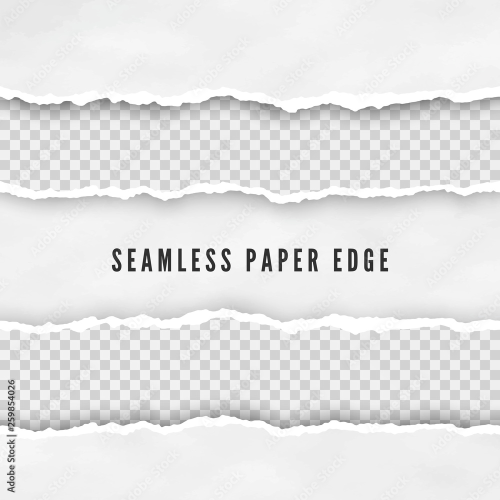 Set of torn seamless paper borders. Abstract paper texture with damaged ...