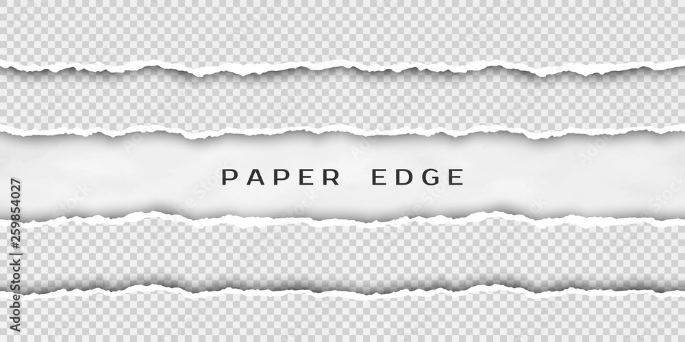 Paper tear border. Set of torn horizontal seamless paper stripes. Paper ...