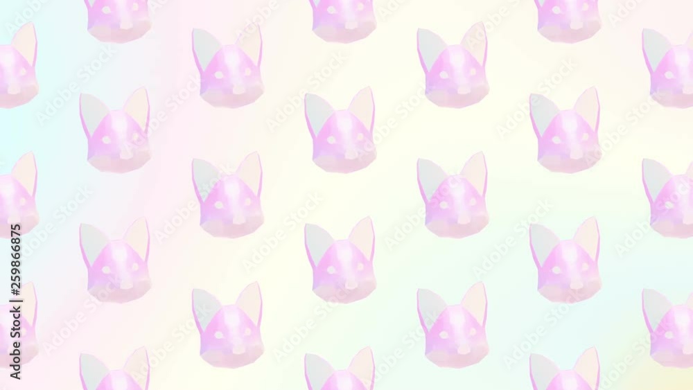 Minimal animation gif art. 3d fox face pattern. Pastel pink trends ...