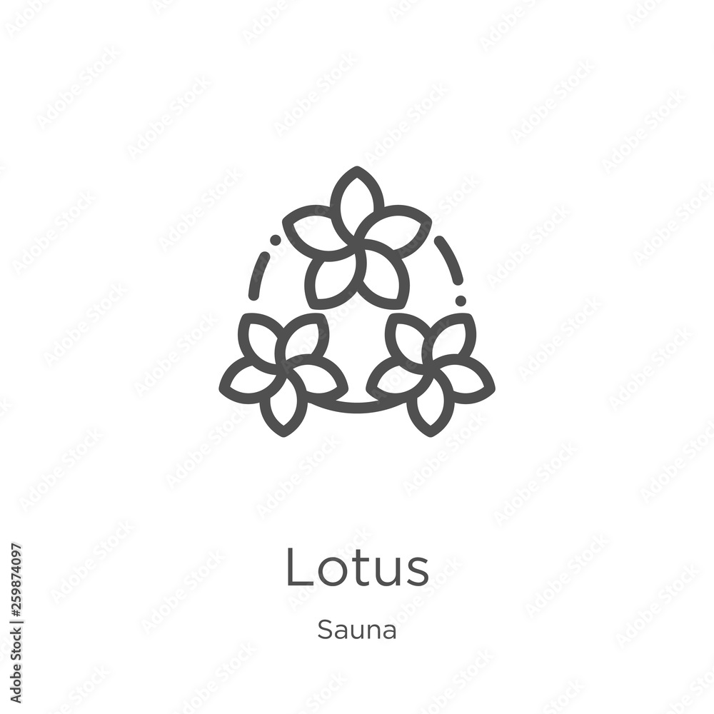 lotus icon vector from sauna collection. Thin line lotus outline icon ...