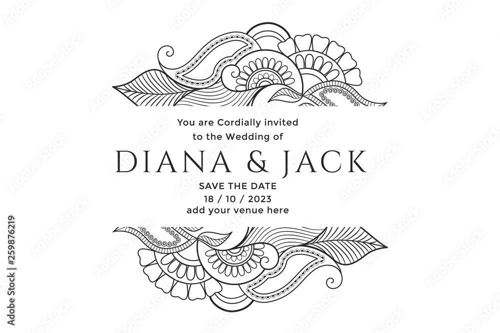mehndi floral decoration wedding card design Stock Vector | Adobe Stock