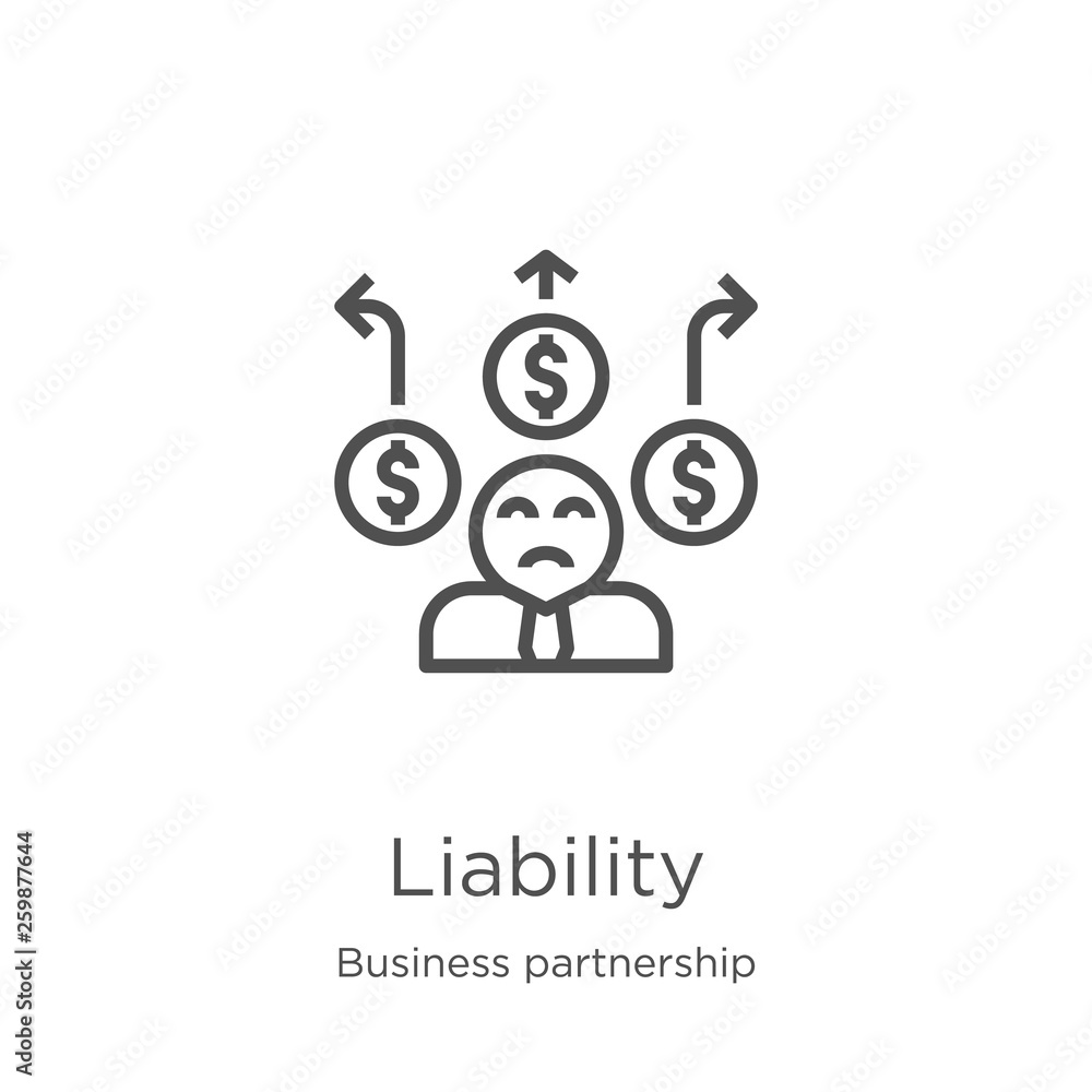 liability icon vector from business partnership collection. Thin line ...